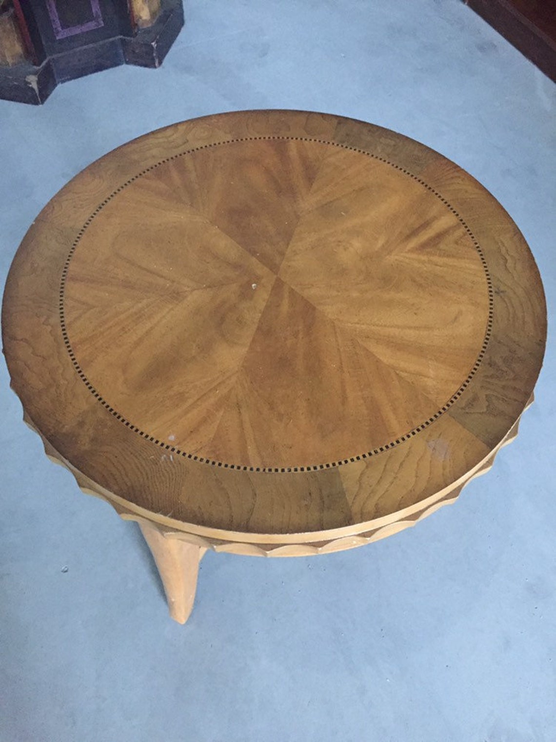 Vintage Hollywood Regency Round WOOD Side End Table High | Etsy