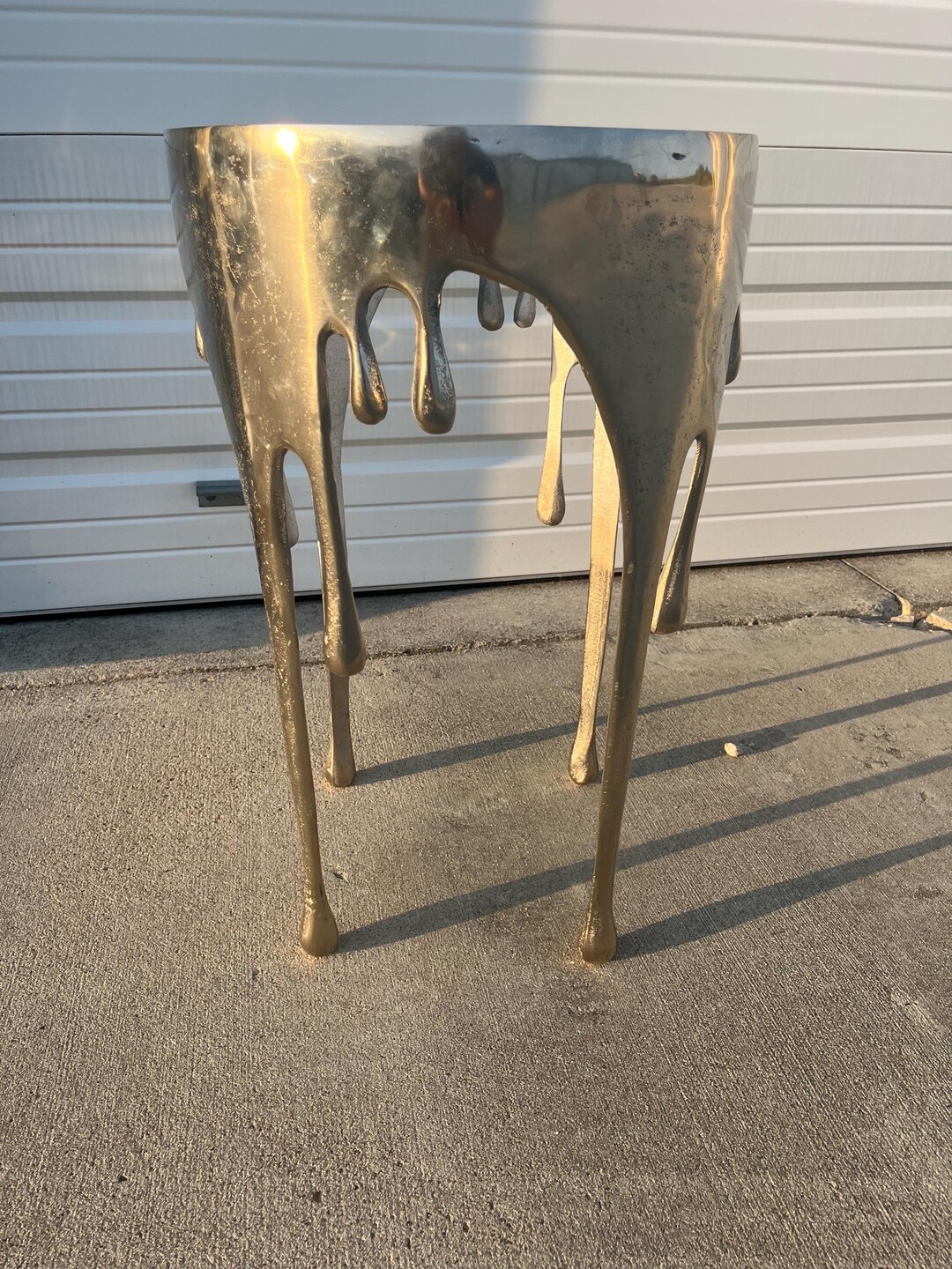 Aluminum Metal Side End Accent Table Drip End Table With Melting Design ...