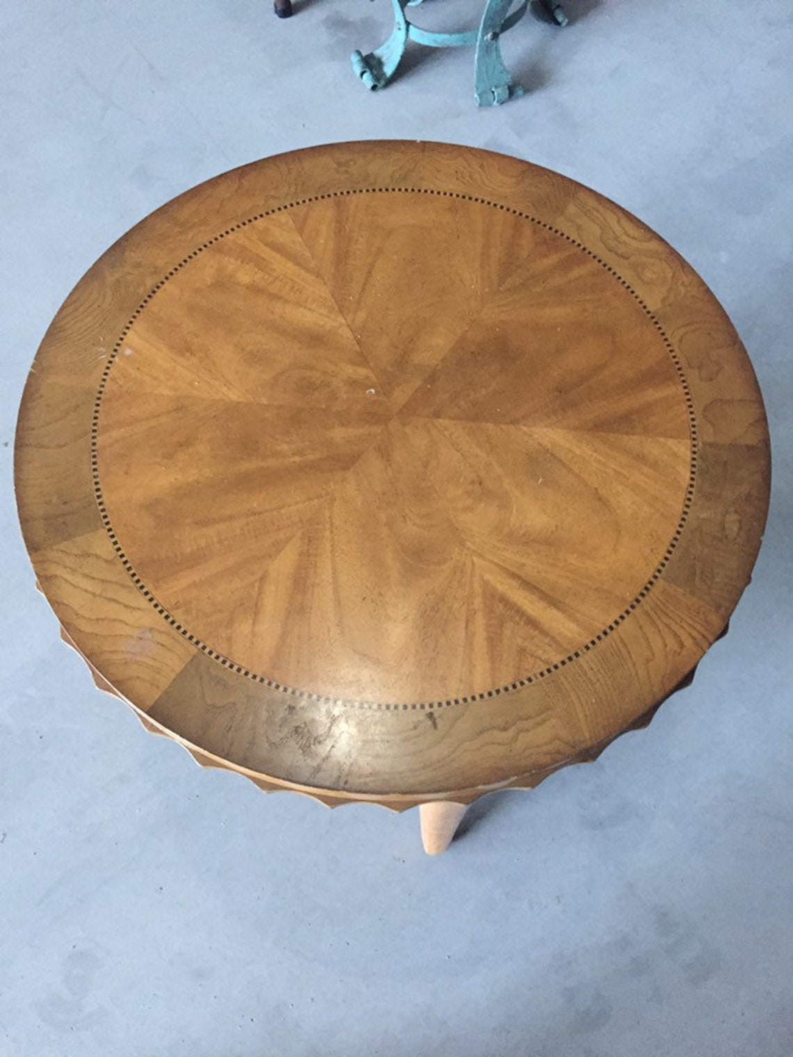 Vintage Hollywood Regency Round WOOD Side End Table High | Etsy