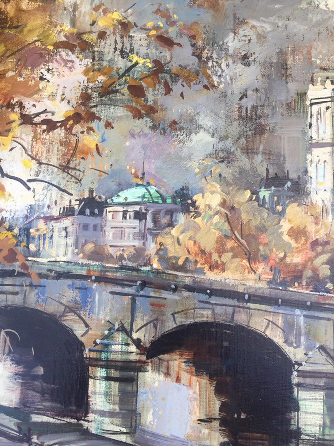 Fine Vintage J WARNER ORIGINAL Oil Painting Expressionist Paris Bridge ...