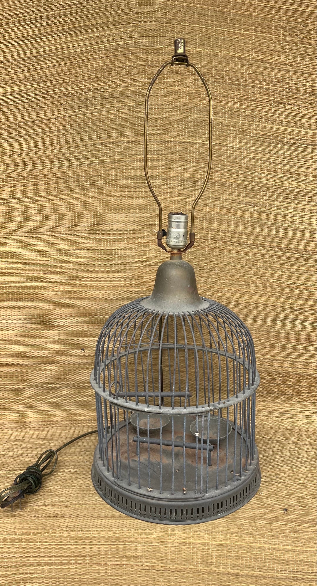 Vintage Real Bird Cage Lamp Nice Beass Metal - Etsy