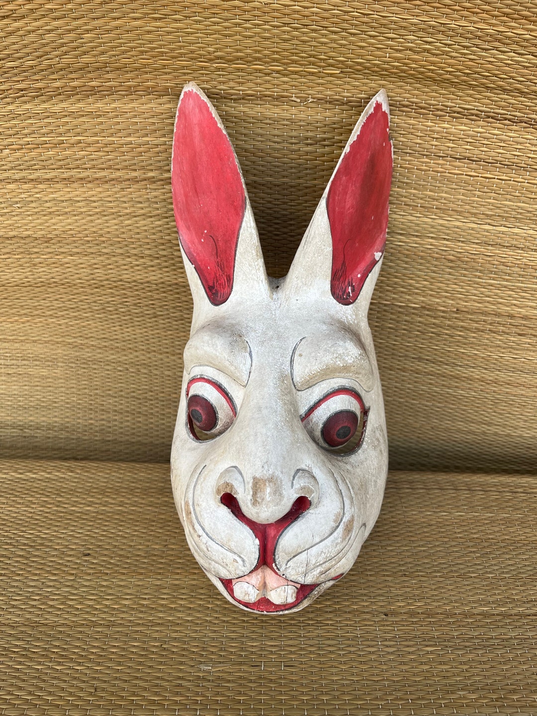 Vintage Carved Wood Rabbit Mask Art Sculpture Bunny - Etsy