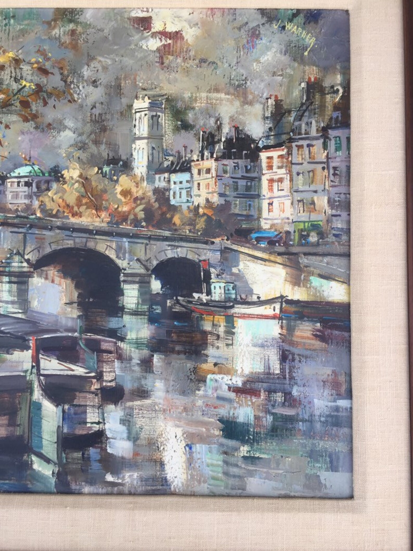 Fine Vintage J WARNER ORIGINAL Oil Painting Expressionist Paris Bridge ...