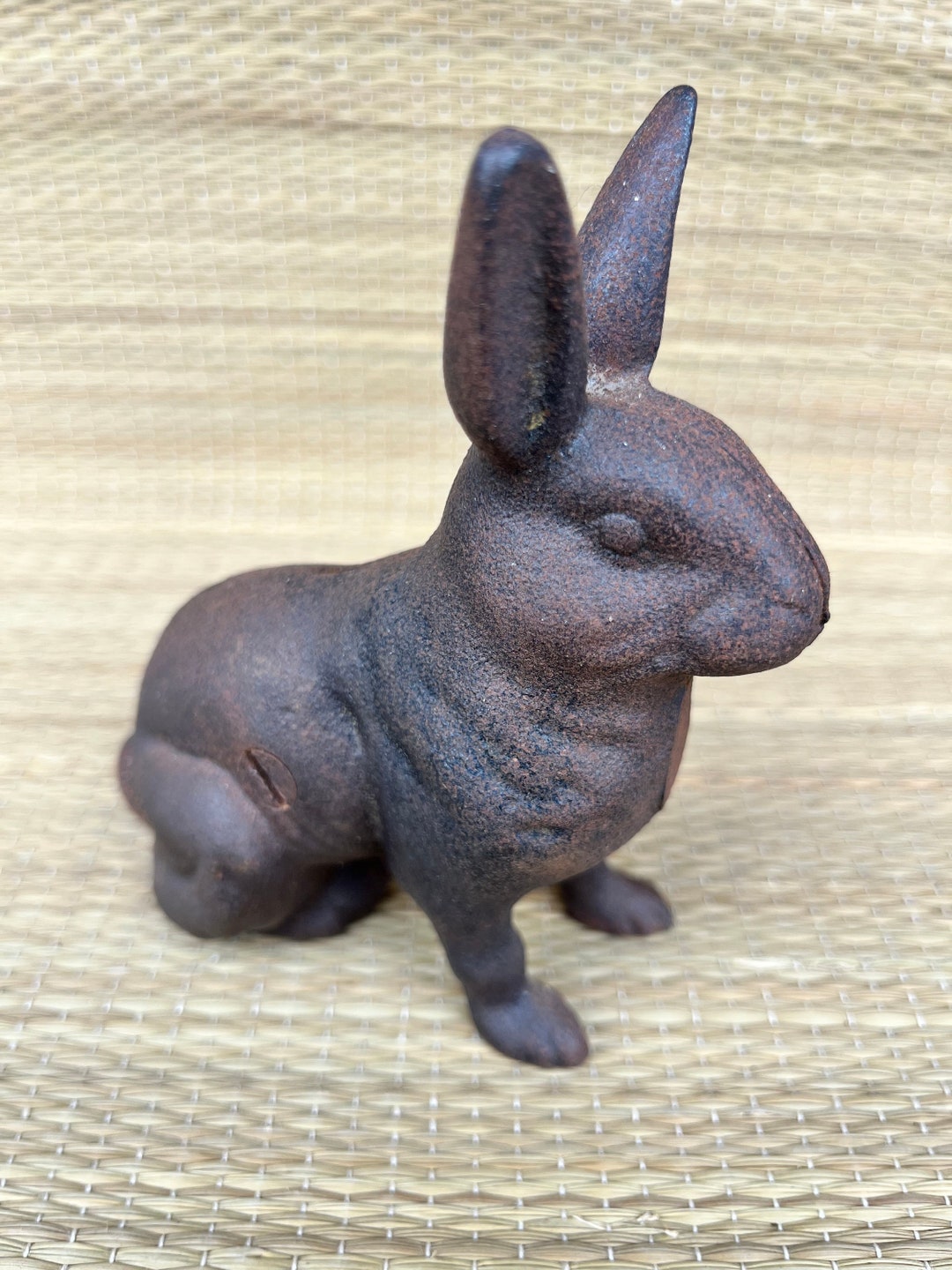 Vintage Cast Iron Brown Rabbit Bunny Slotted Coin Bank Collectible 4.5 ...