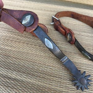 Vintage Spurs Cowboy Western Hand Forged Iron Matching Set Leather ...