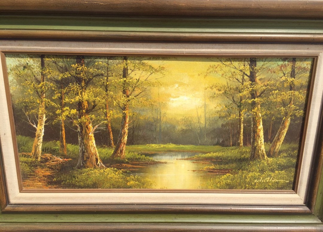 Vintage Original Oil Painting Signed Whitlam ART Framed Landscape ...