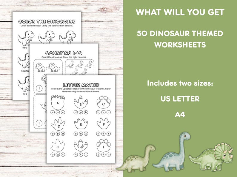 Preschool Curriculum Busy Book, Dinosaur Preschool Worksheets ...