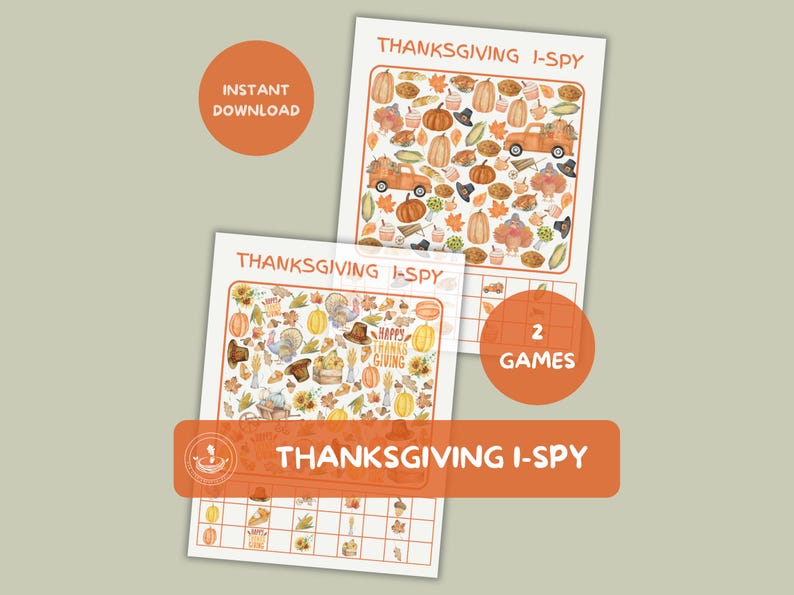 Thanksgiving I Spy Game Printable | Kids Autumn Activity (instant ...