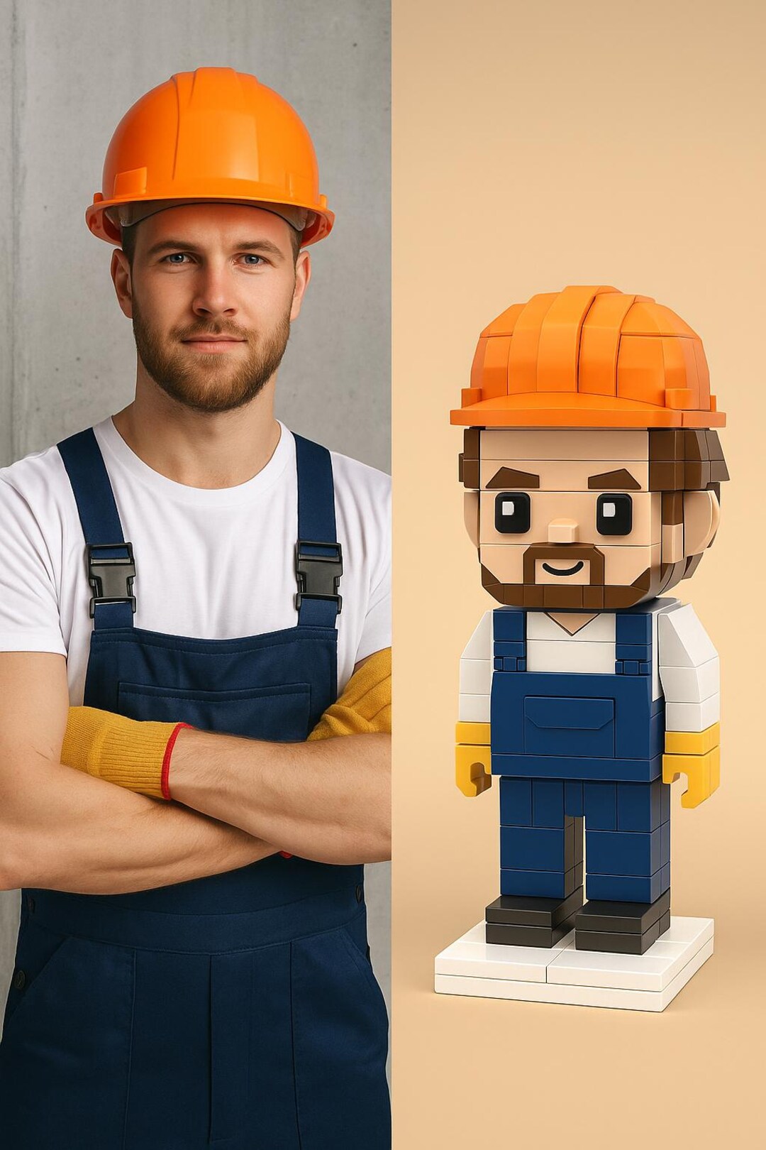 Custom Construction Worker Brick Figurine – Personalized Builder Mini ...