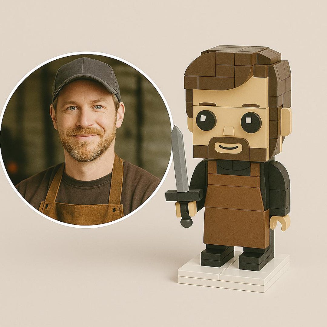 Custom Swordsmith Brick Figurine – Personalized Blacksmith Mini Figure ...
