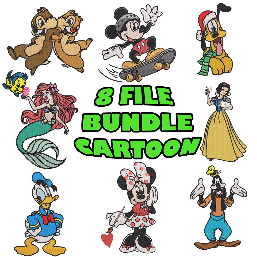Bundle Emb, Cartoon Embroidery 8 File, Cartoons Embroidery - Etsy