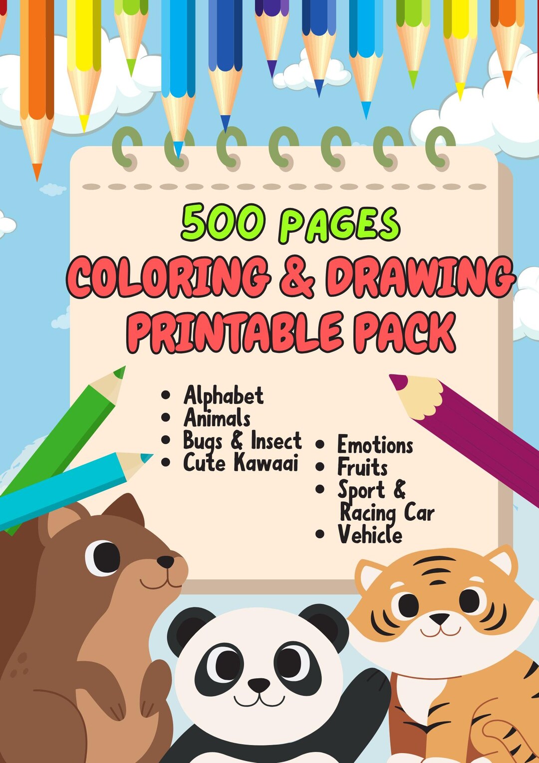 500 Pages Kids Printable Coloring & Drawing Pack, Fun Creative ...