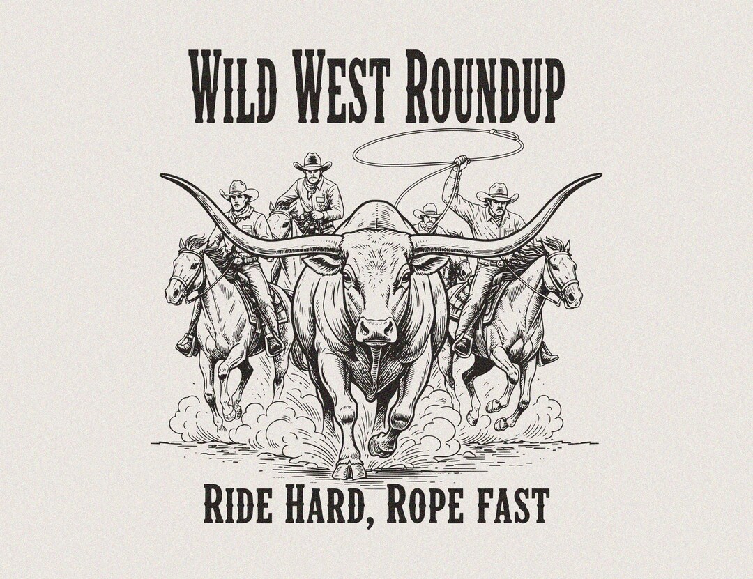 Wild West Roundup PNG SVG | Cowboy Cattle Roping Western Scene ...