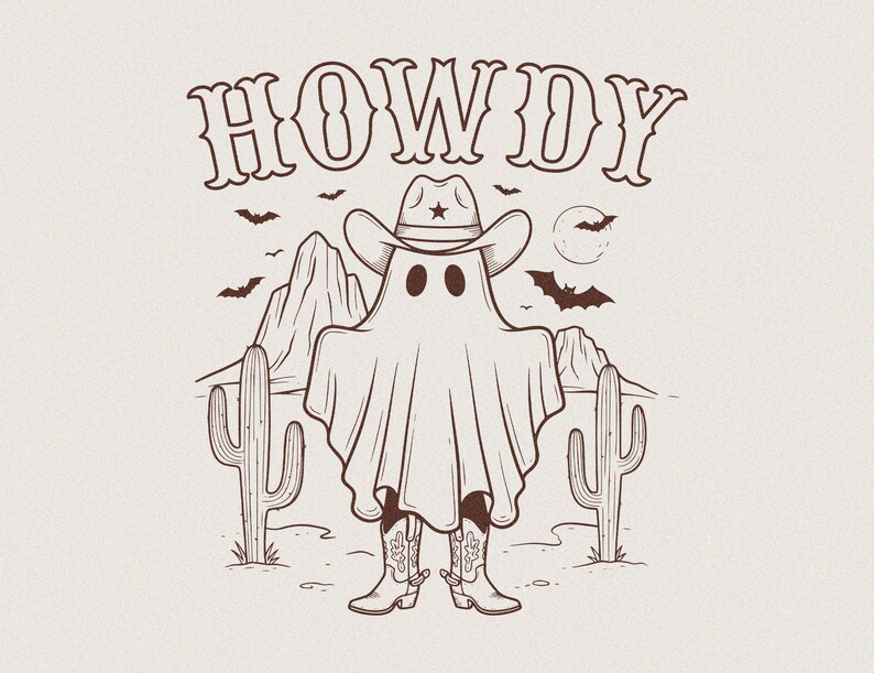 Howdy Ghost PNG | Western Halloween Cowboy Ghost Clipart | Spooky ...