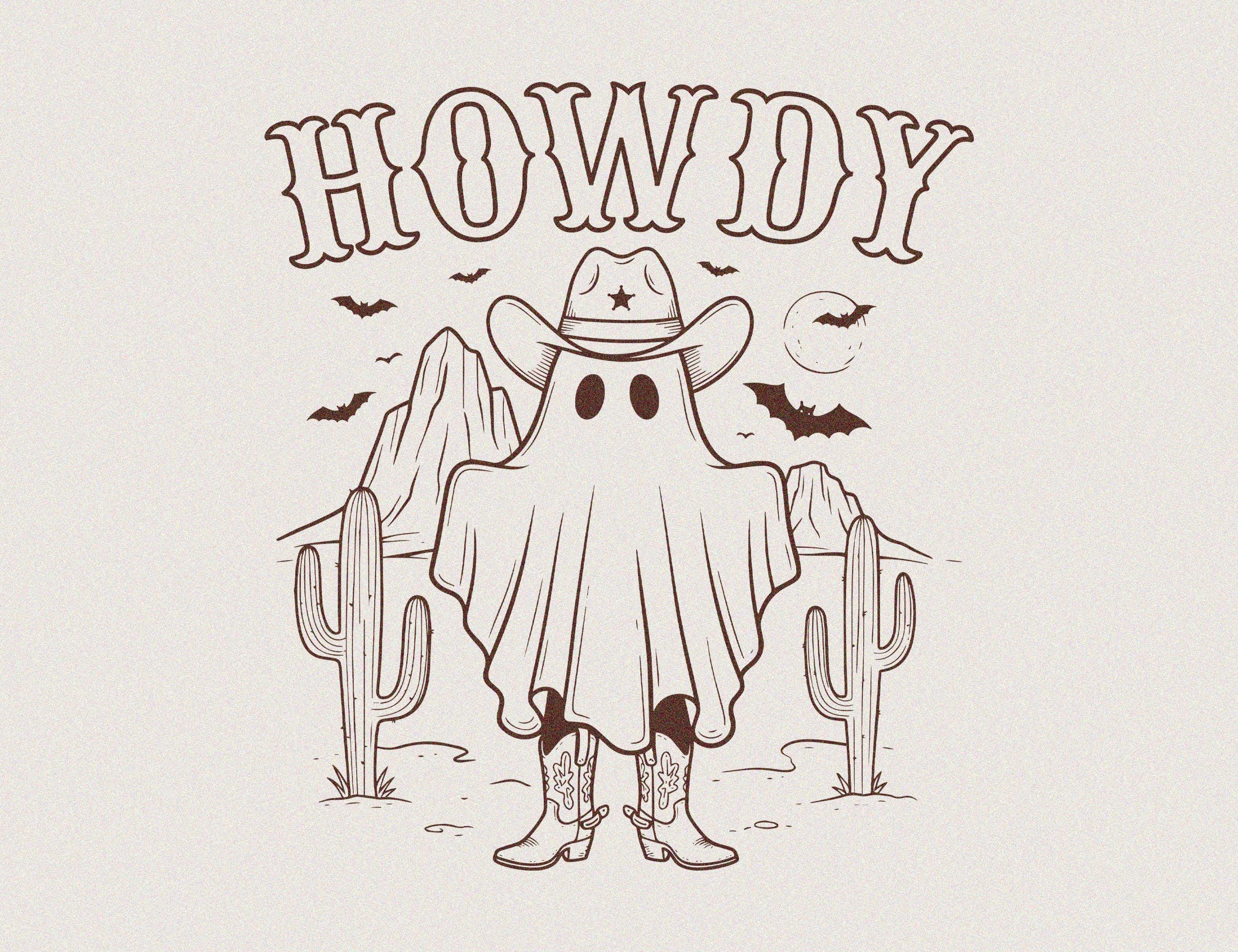 Howdy Ghost PNG | Western Halloween Cowboy Ghost Clipart | Spooky ...