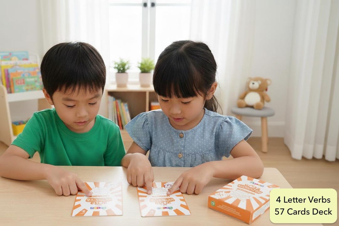 Spot Word Game: 4 Letter Verbs Flashcards (PDF Downloadable File ...