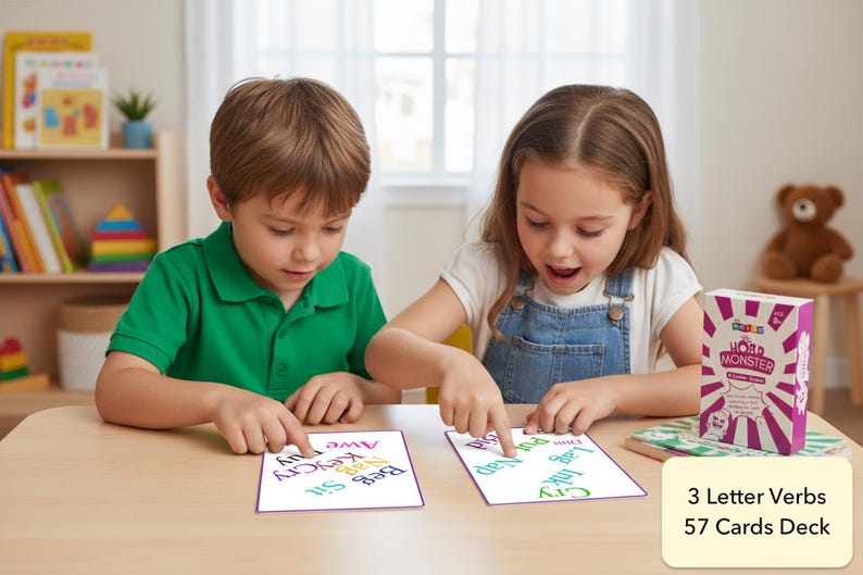 Spot Word Game: 3 Letter Verbs Flashcards (PDF Downloadable File) - Etsy