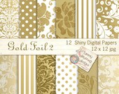 Items similar to Metallic Gold Foil Paper *Gold Digital Paper 2 ...