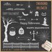 Halloween Chalkboard Clip Art, Spooky Halloween Images, Digital ...
