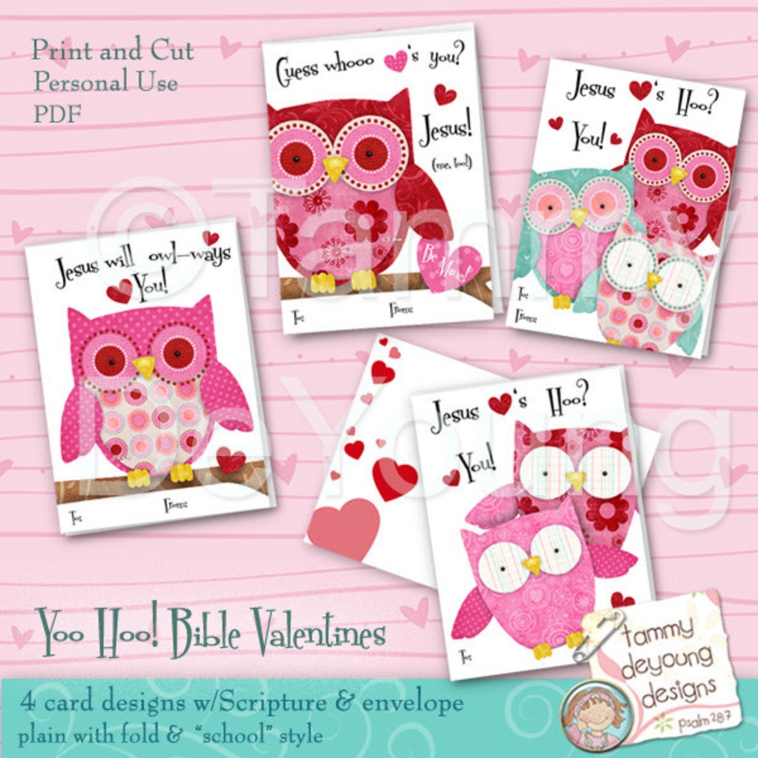 Owl Valentines Cards for Kids * Scripture Valentines *DIY Printable ...