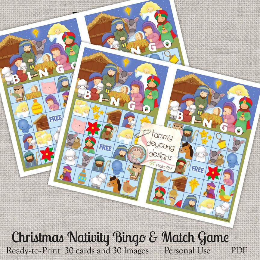 Nativity Christmas Bingo Game, Bingo Printable Holiday Bingo, Religious ...