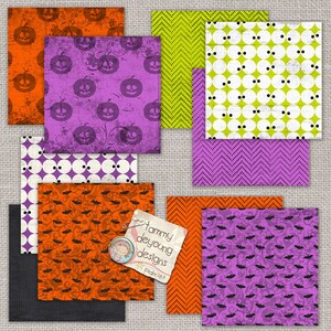 Halloween Scrapbook Kit, Digital Halloween Papers, Bright Halloween ...
