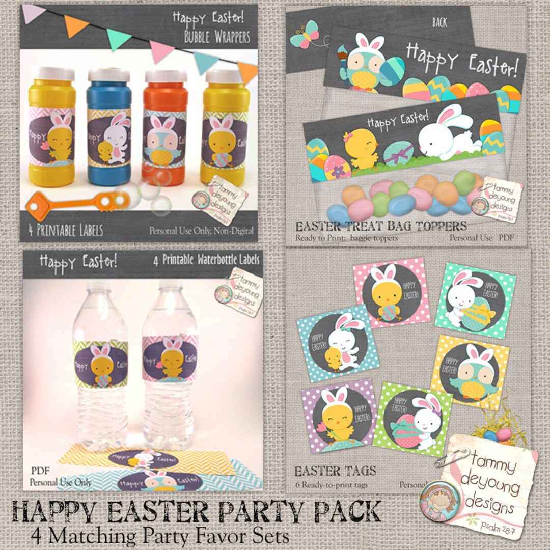 Easter Printable Party Favors Value Pack -- Tags, Water Bottle Labels ...