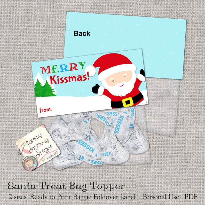 Santa Christmas Treat Bag Toppers Christmas Party Favors - Etsy