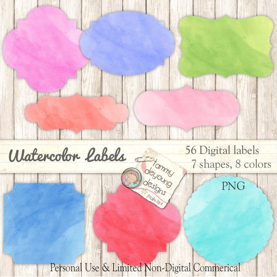 Watercolor Clipart Digital Frames Printable Labels in Hand - Etsy