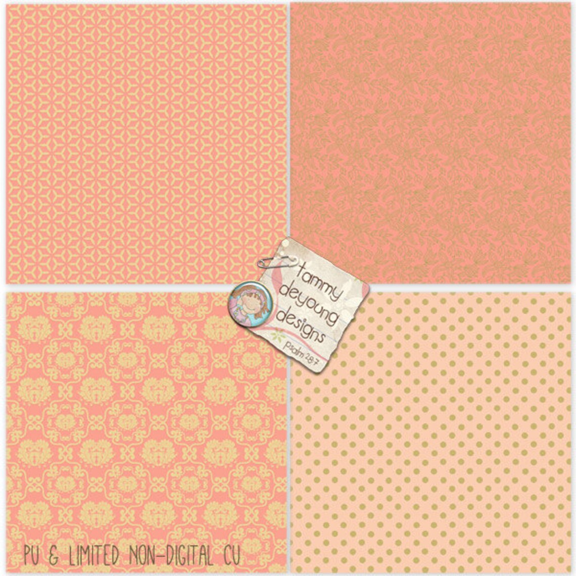 Coral and Gold Digital Paper Coral Digital Backgrounds | Etsy