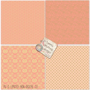 Coral and Gold Digital Paper, Coral Digital Backgrounds NON-METALLIC ...