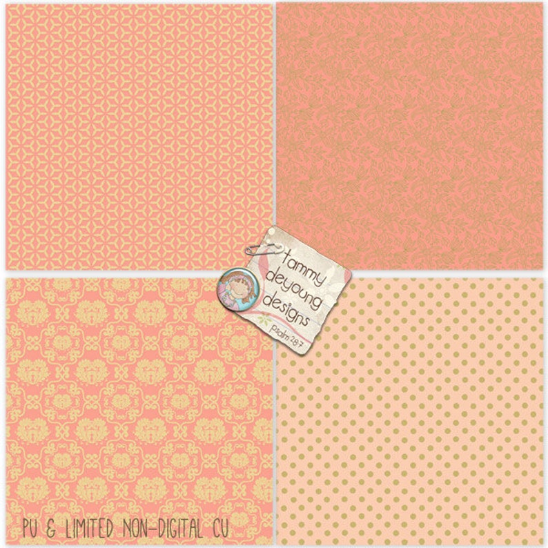 Coral and Gold Digital Paper Coral Digital Backgrounds | Etsy