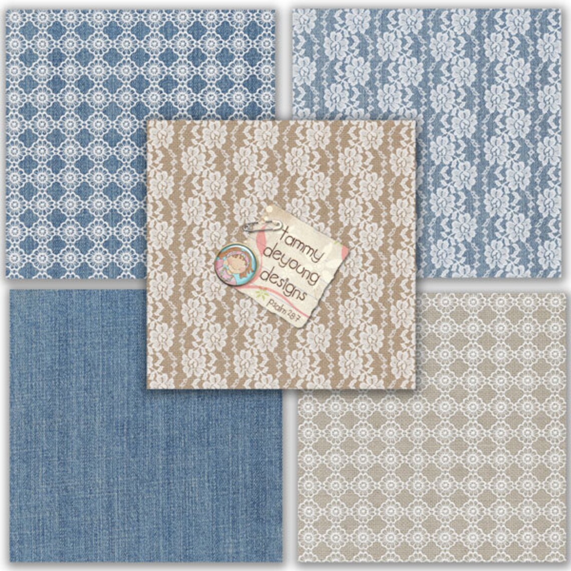 Burlap and Lace Digital Papers *denim, Lace and Burlap* for Shabby Chic ...