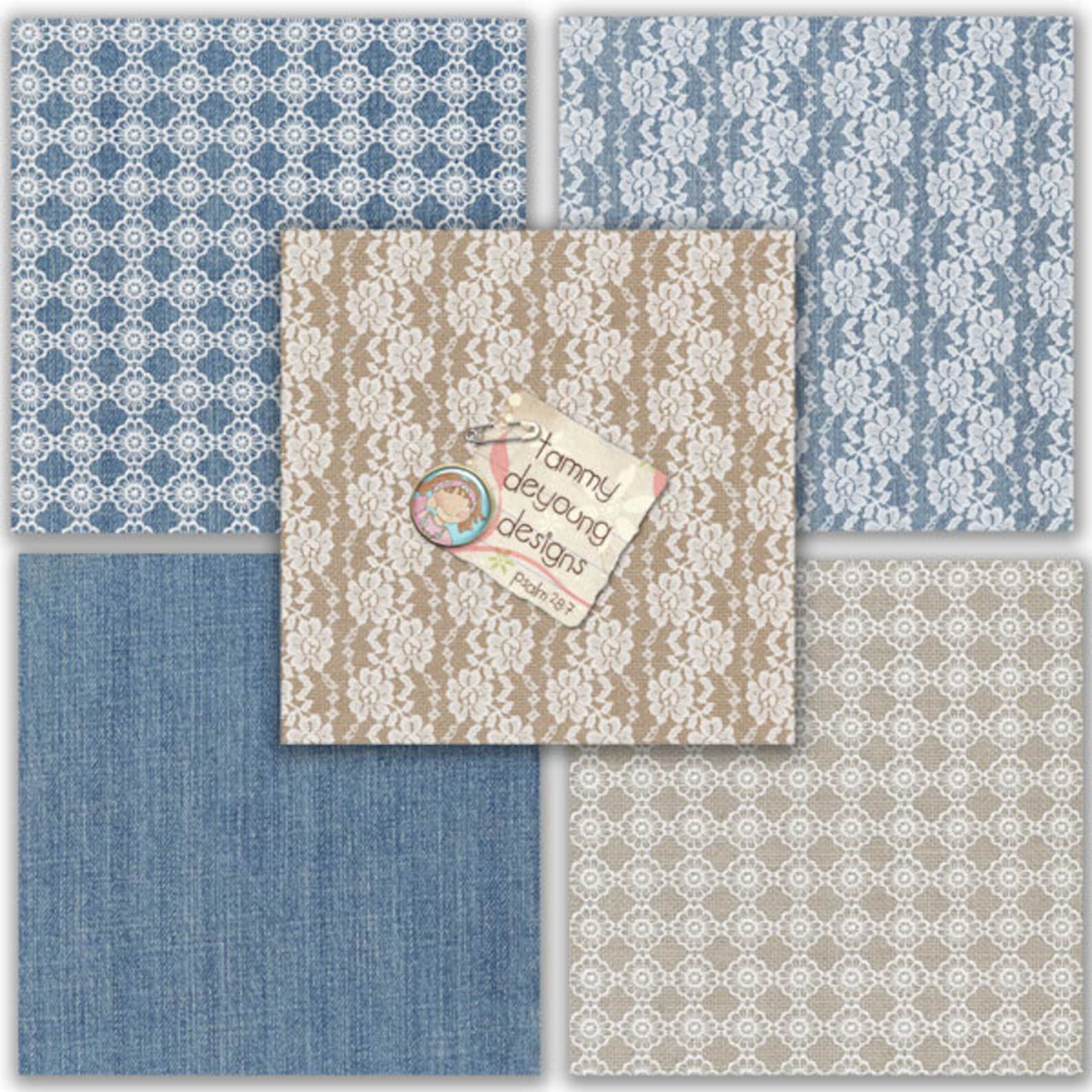 Burlap and Lace Digital Papers *denim, Lace and Burlap* for Shabby Chic ...