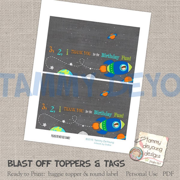 Outer Space Party Treat Bag Toppers and Tags Digital Space - Etsy