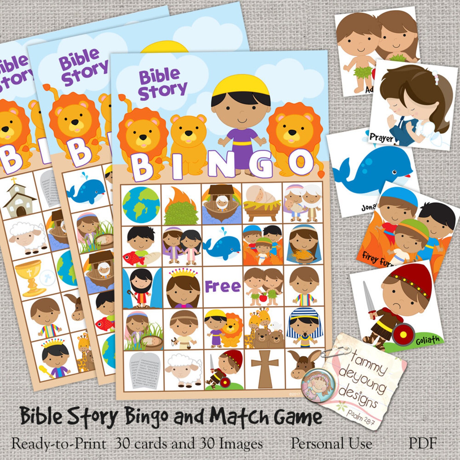 Digital Bible Bingo, Printable Sunday School Bingo Game, Jesus Bingo ...