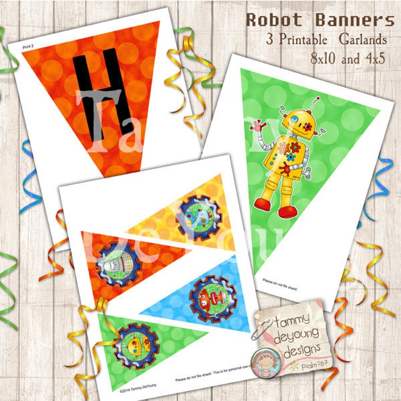 Robot Party Banner Printable Kids Birthday Party Garland | Etsy