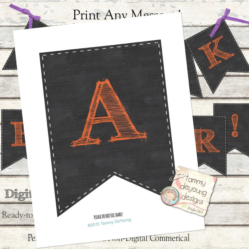 Digital Chalkboard Banner, Printable Alphabet Garland, Graduation ...