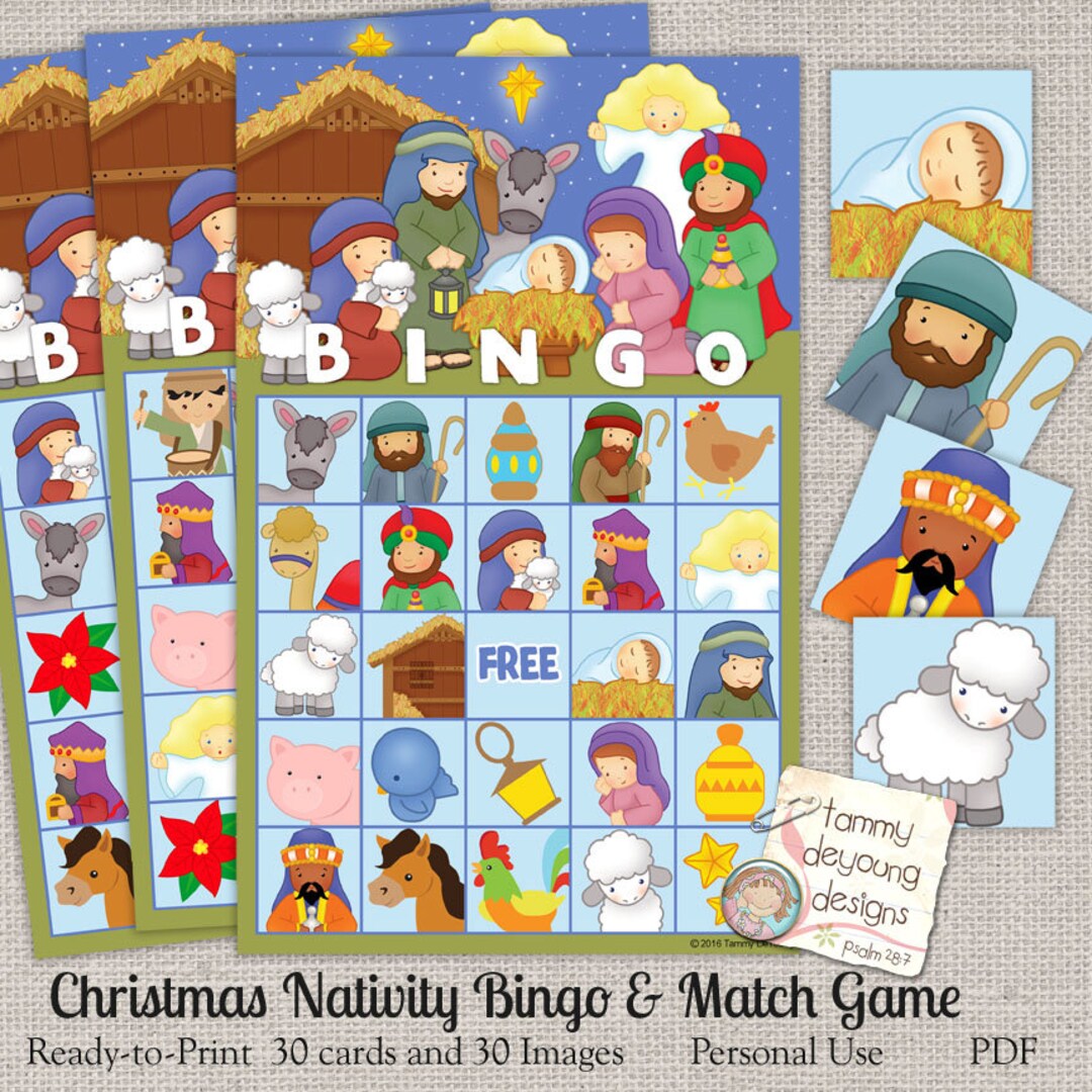Nativity Christmas Bingo Game, Bingo Printable Holiday Bingo, Religious ...
