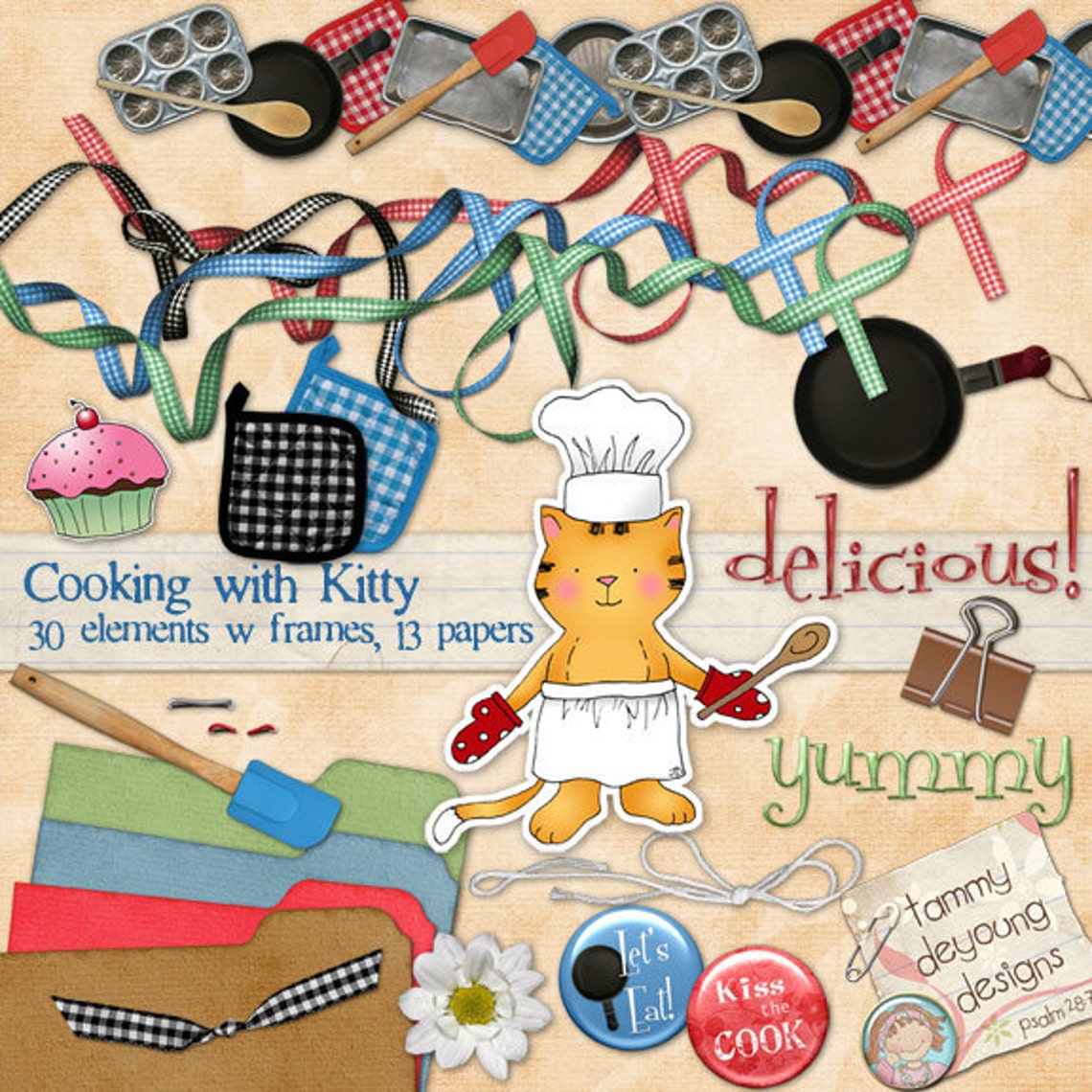 Kit de Scrapbook de Cocina Digital Chef Clip Art. Elementos | Etsy