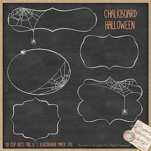 Halloween Chalkboard Clip Art, Spooky Halloween Images, Digital ...