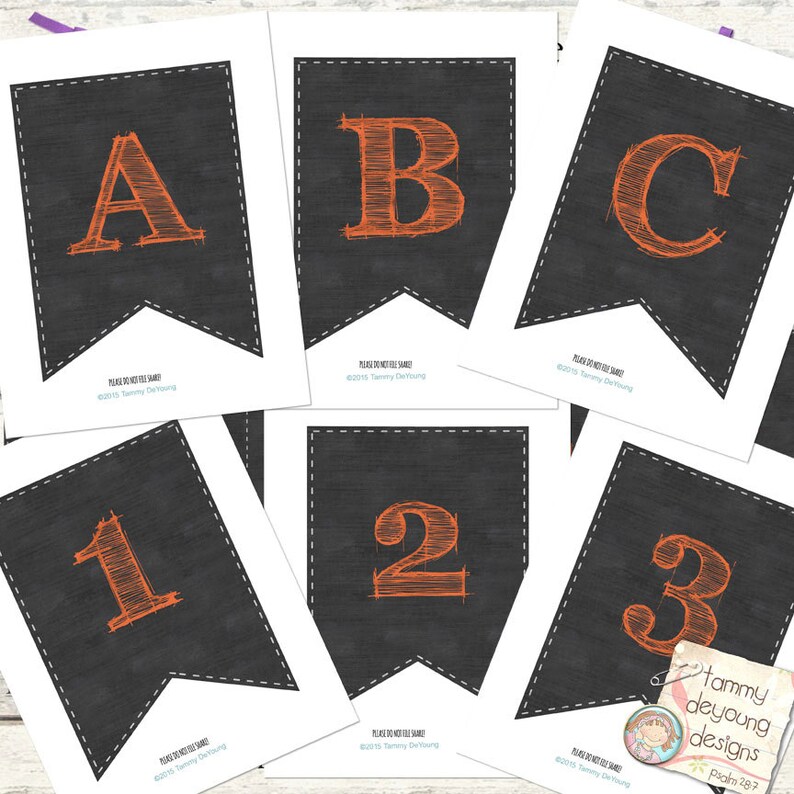 Digital Chalkboard Banner Printable Alphabet Garland | Etsy