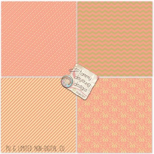 Coral and Gold Digital Paper, Coral Digital Backgrounds NON-METALLIC ...