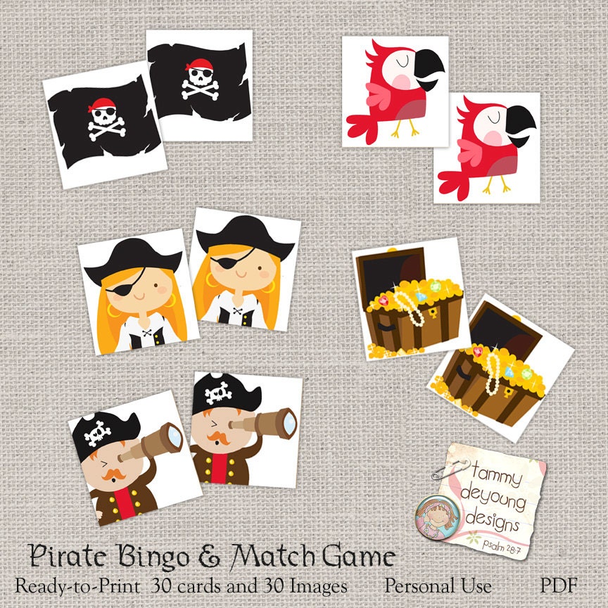 Pirate Bingo Game Printable Pirate Bingo Cards Kids Game | Etsy