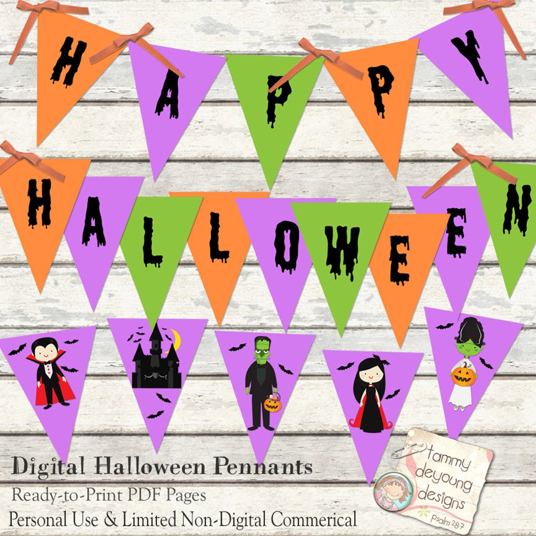 Halloween Bunting, Happy Halloween Banner, Printable Party Decorations ...