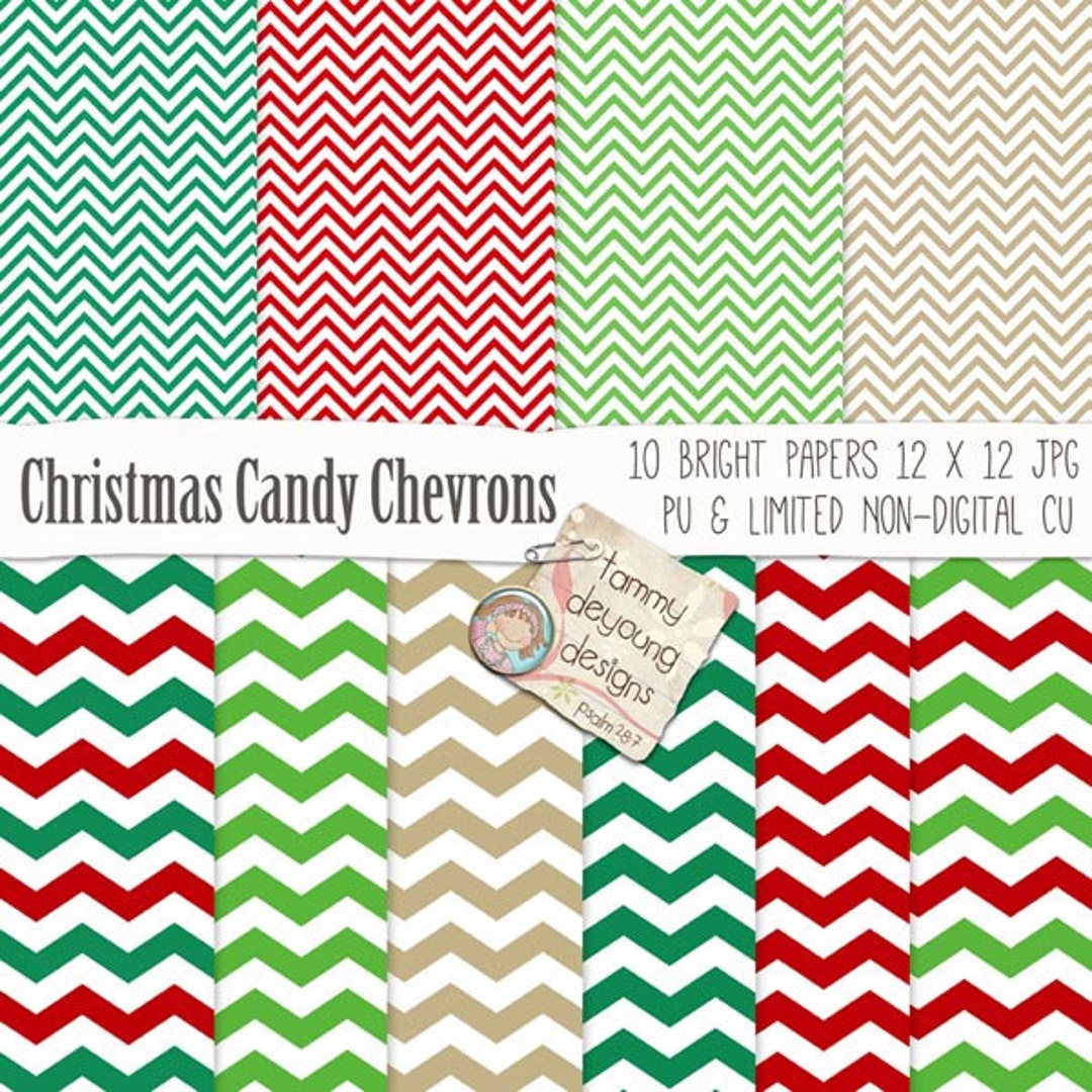 Red and Green Chevron Digital Papers Christmas Zig Zag for Greeting ...