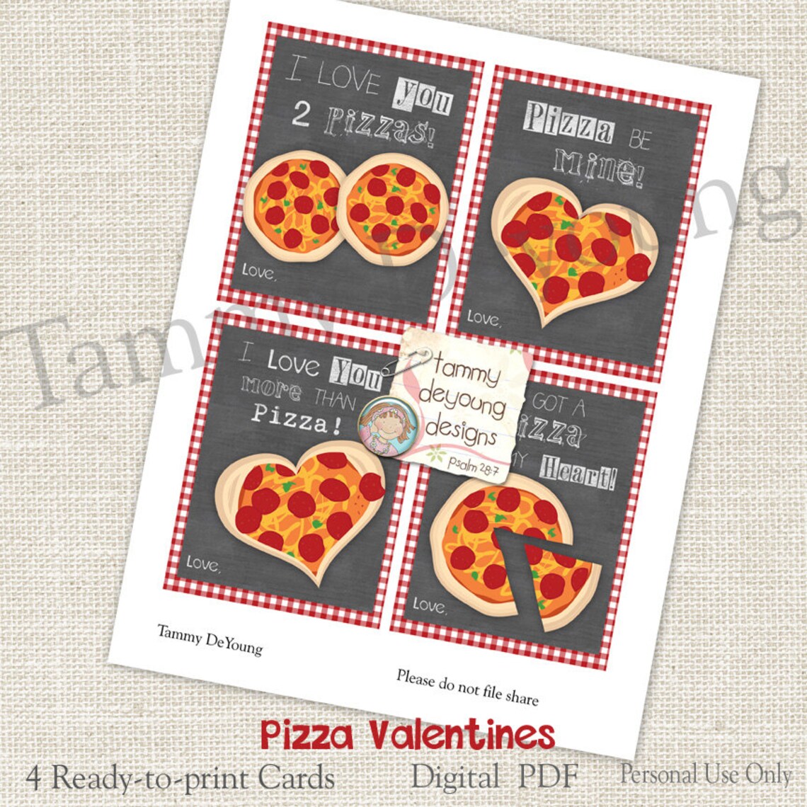 Pizza Valentines Cards for Kids funny Valentines teen - Etsy