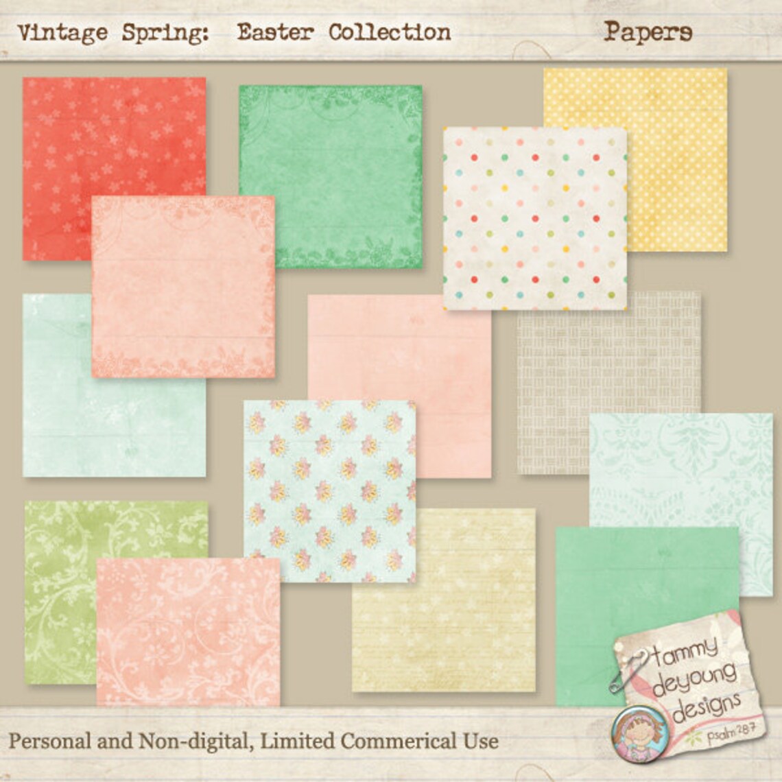 Easter Digital Paper shabby Easter Digital Scrapbook Kit - Etsy