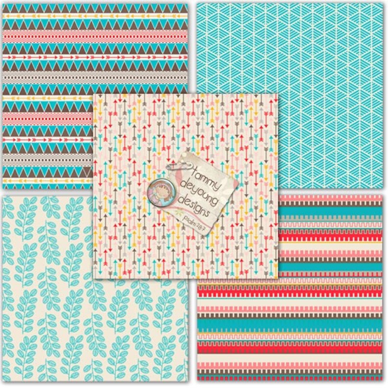 Tribal Digital Paper Aztec Tribal Backgrounds arrows prints | Etsy