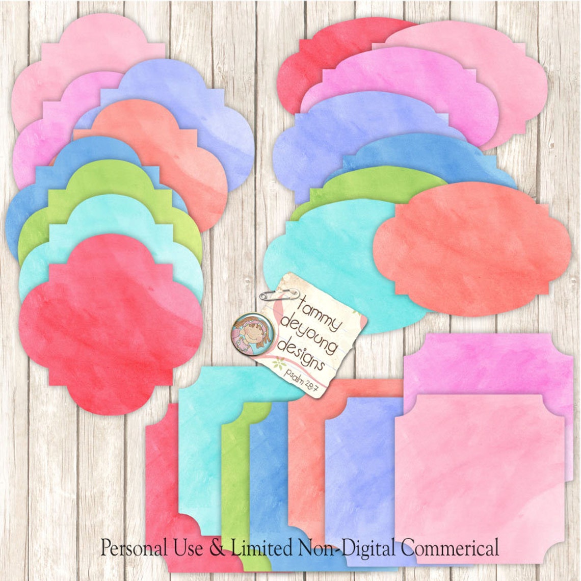 Watercolor Clipart Digital Frames Printable Labels in Hand - Etsy